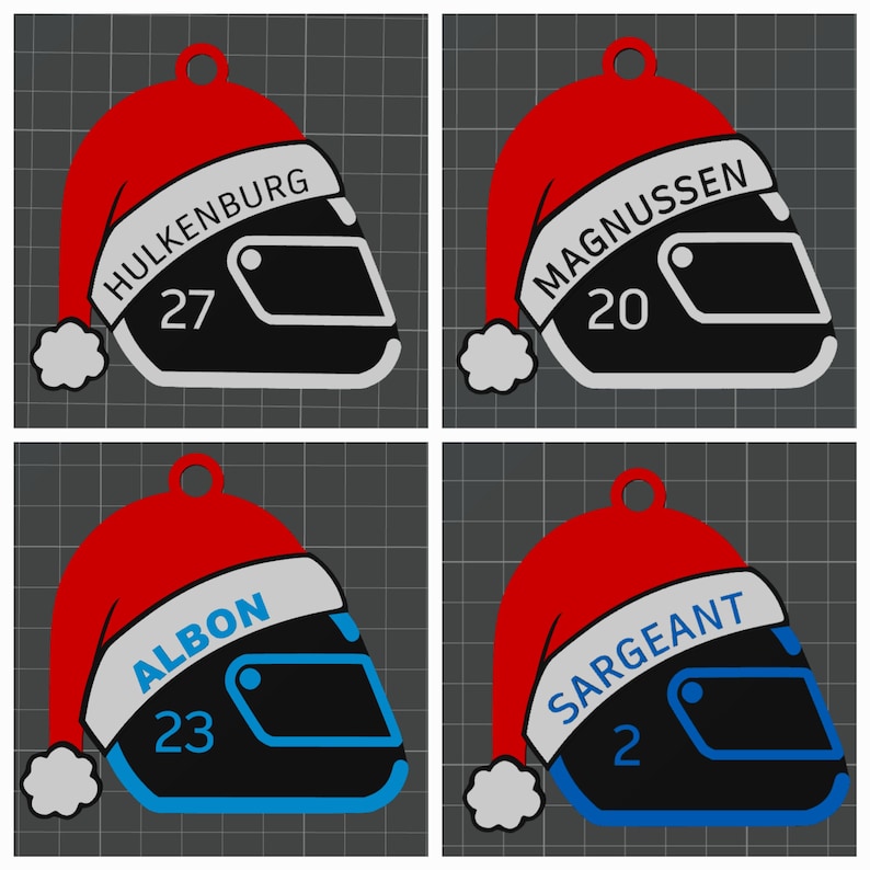 F1 Inspired Santa Hat Driver Helmet Bauble - Formula One Inspired ...