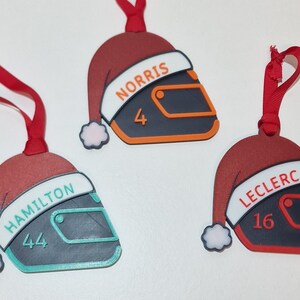 F1 Inspired Santa Hat Driver Helmet Bauble - Formula One Inspired ...