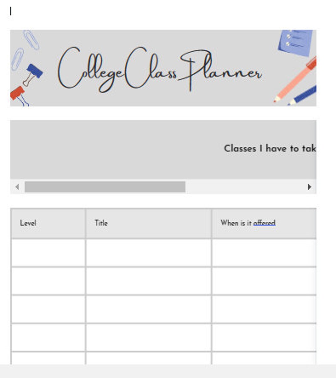 College Class Planner - Etsy