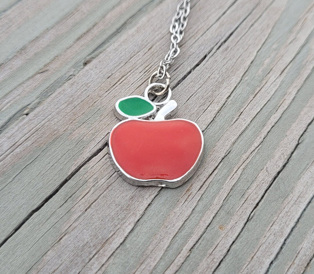 Red Apple Necklace. Gifts for Teachers, Gifts for Her, Anniversary ...