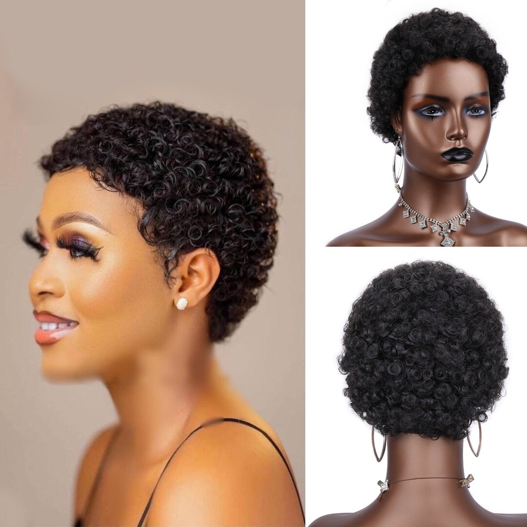 Super Short Afro Curl Pixie Wig Type 3 Hair Brazilian Remy - Etsy