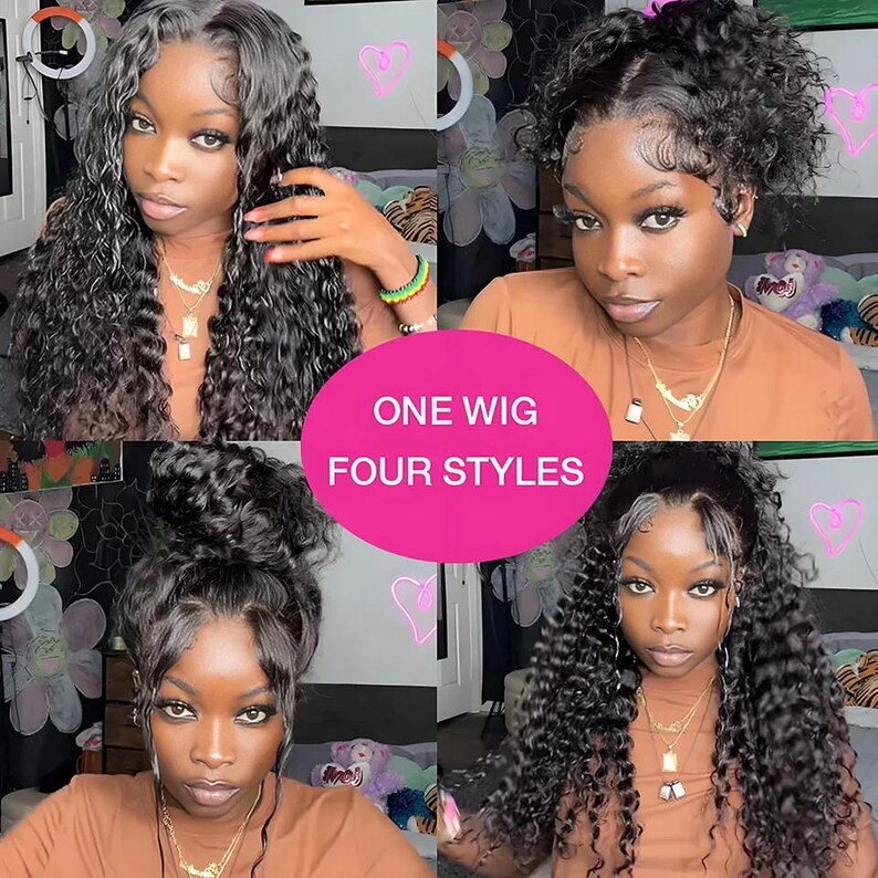 360 HD Lace Frontal Curly Wig: Human Hair Drawstring, Glueless - Etsy