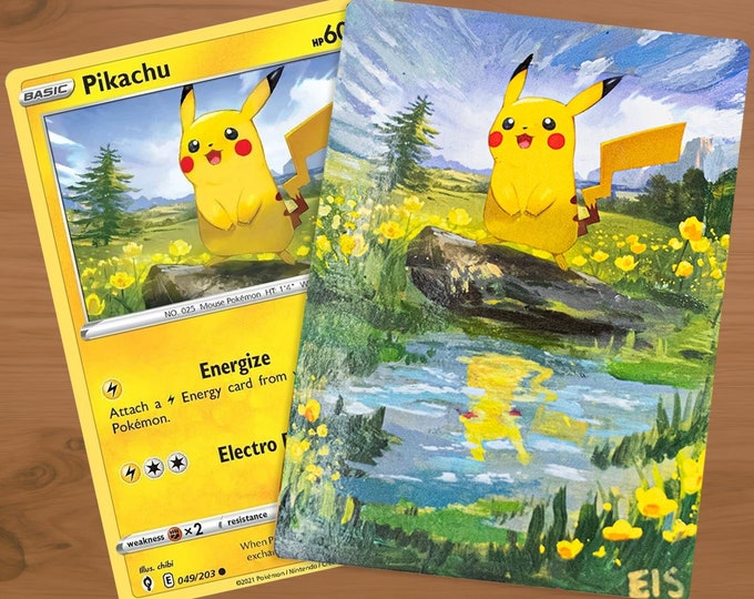 Pikachu Hand Painted Pokemon Card - Etsy