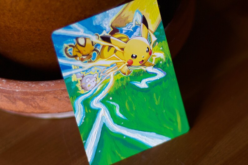 Pikachu Hand Painted Pokemon Card - Etsy UK