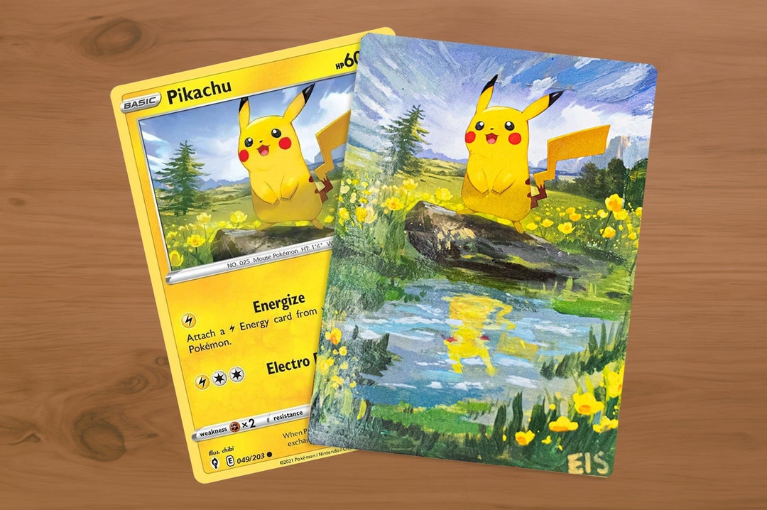 Pikachu Hand Painted Pokemon Card - Etsy