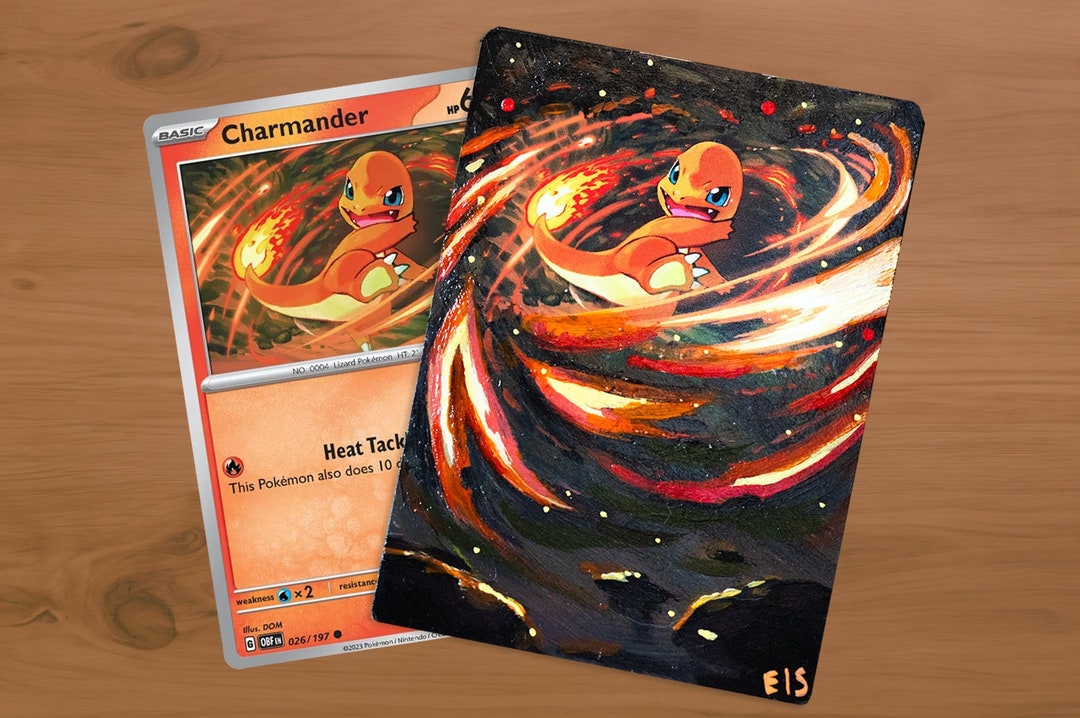 Charmander Hand Painted Pokemon Card - Etsy