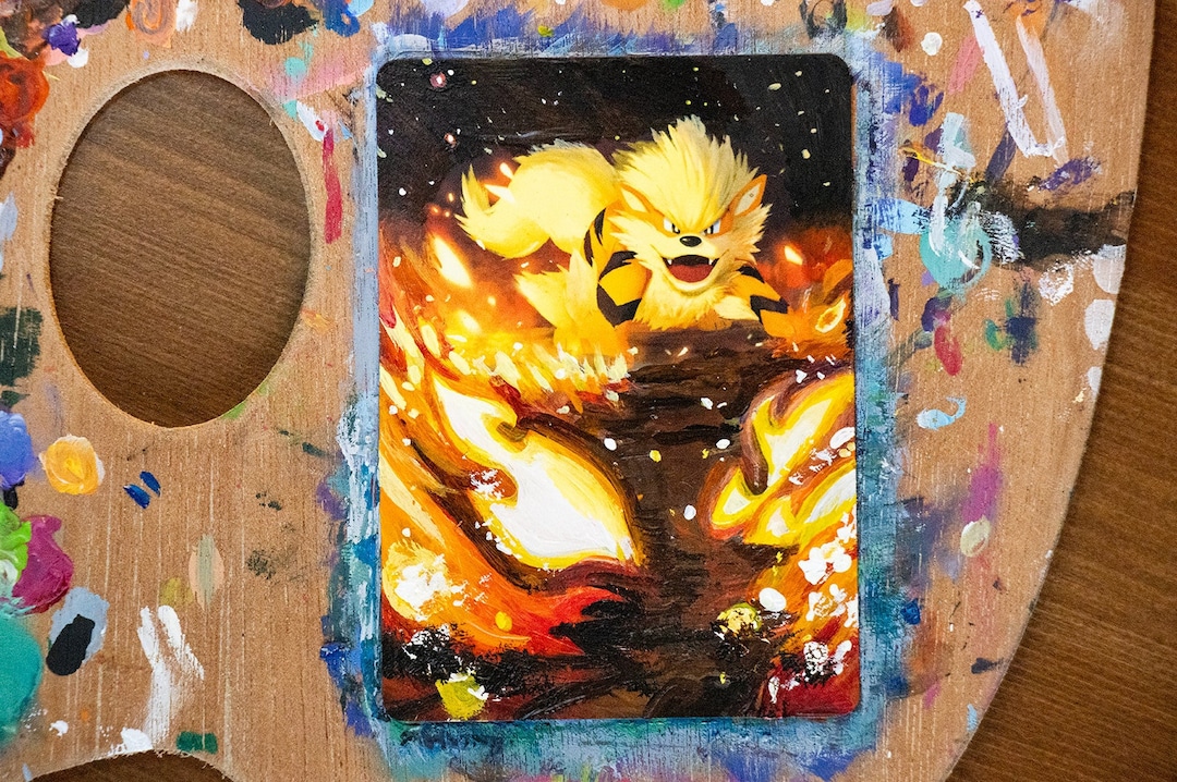 Arcanine Hand Painted Pokemon Card - Etsy