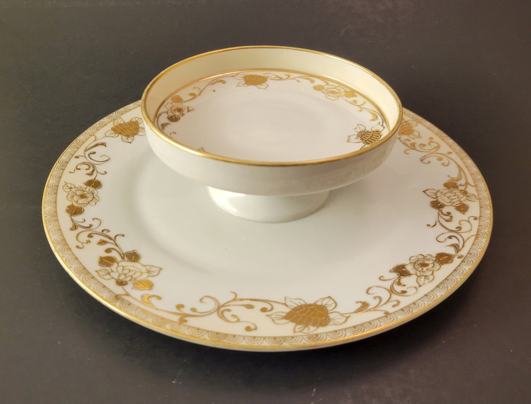 Noritake Maruki Symbol Nippon Gold Moriage Two Tiered Serving Dish - Etsy