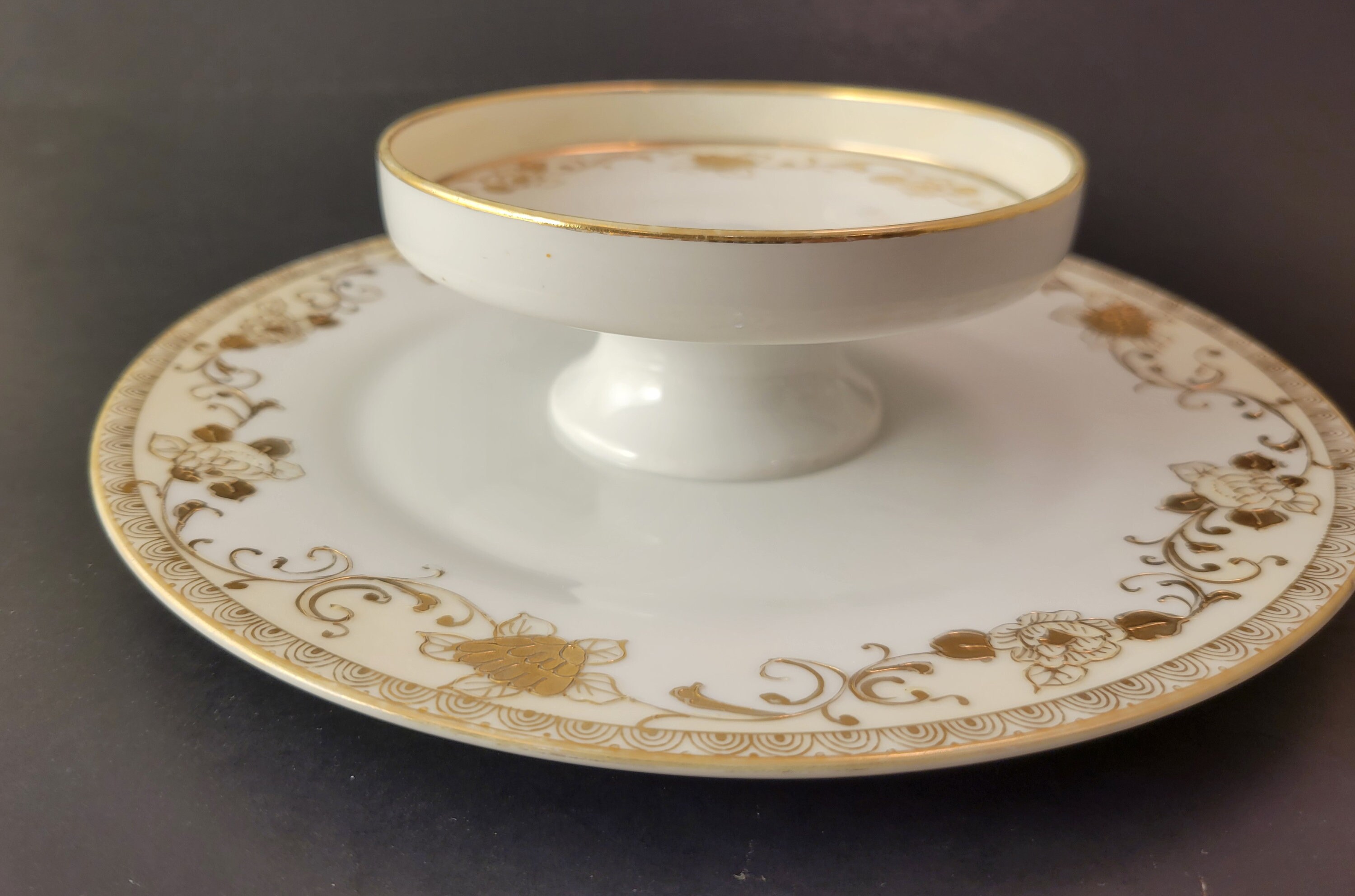 Noritake Maruki Symbol Nippon Gold Moriage Two Tiered Serving Dish - Etsy