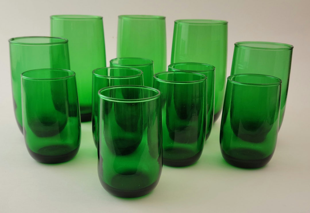 Anchor Hocking roly Poly Forest Green Cups - Etsy