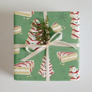 Christmas Tree Cake Wrapping Paper Sheets, Debbie Tree Cake Design ...