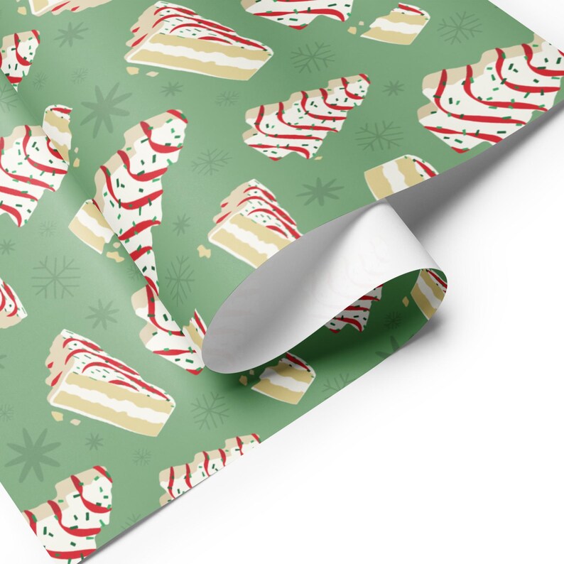 Christmas Tree Cake Wrapping Paper Sheets, Debbie Tree Cake Design ...