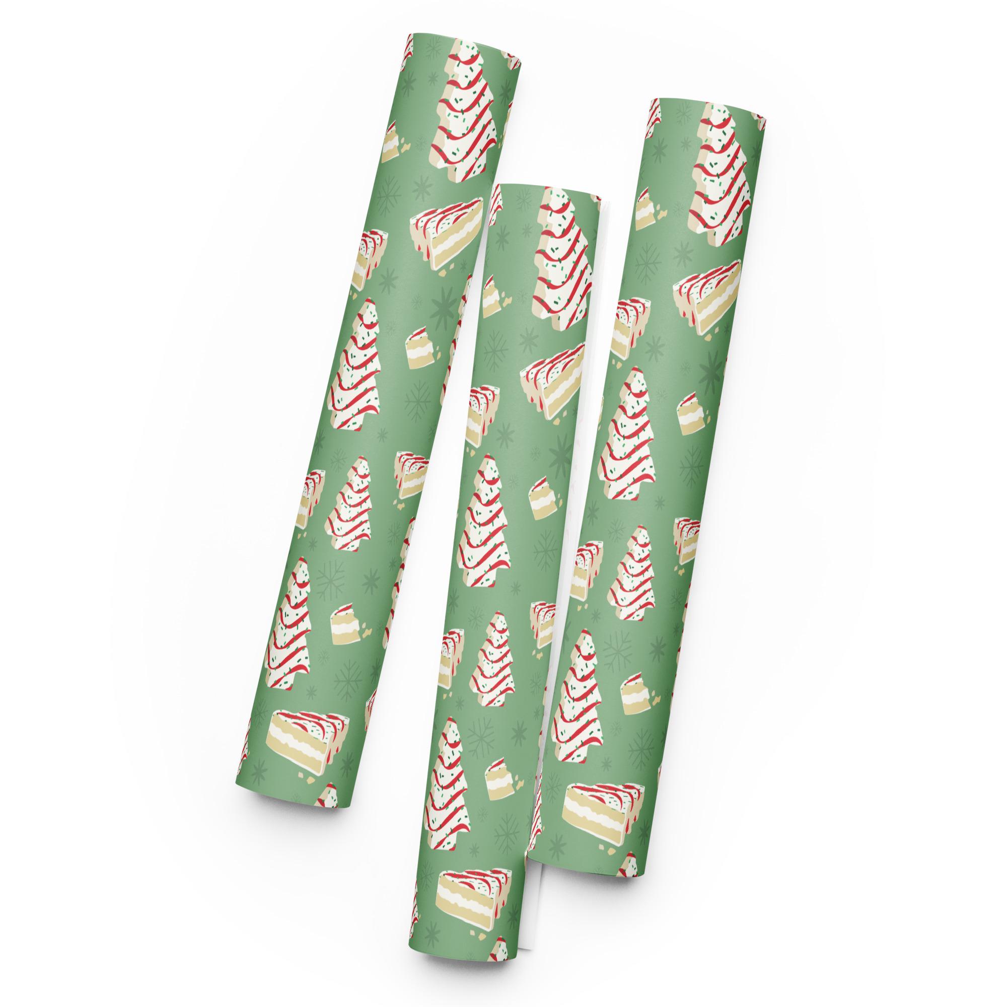 Christmas Tree Cake Wrapping Paper Sheets, Debbie Tree Cake Design ...