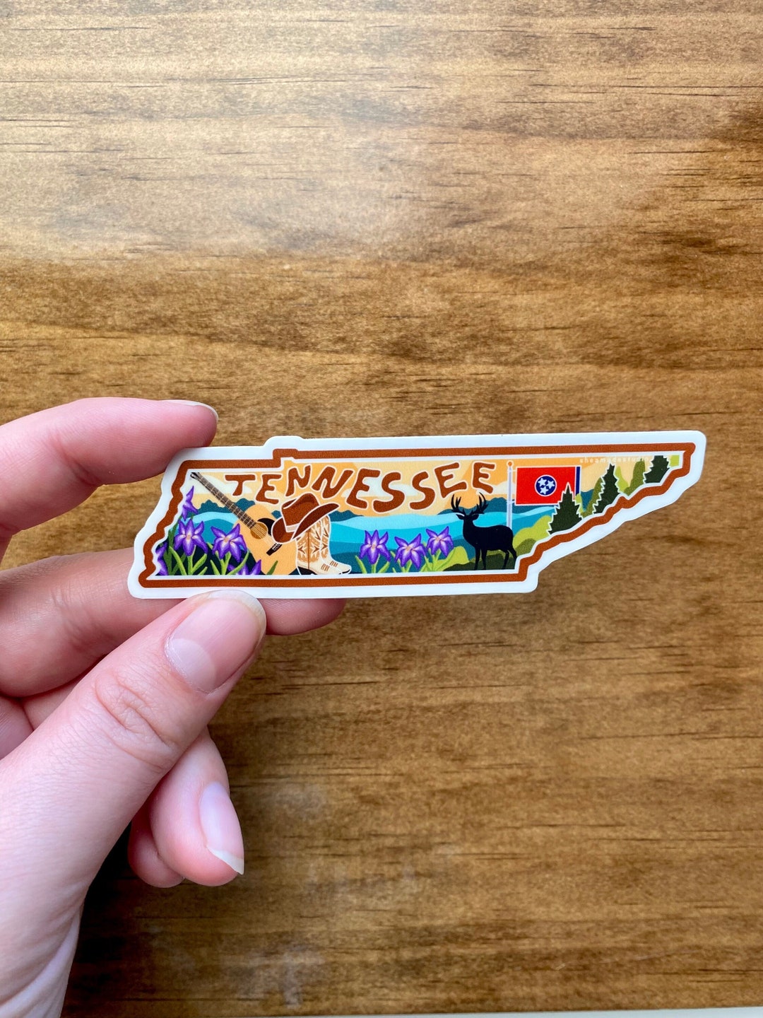 Tennessee Sticker | Illustrated TN State Sticker, Tennessee Decal ...