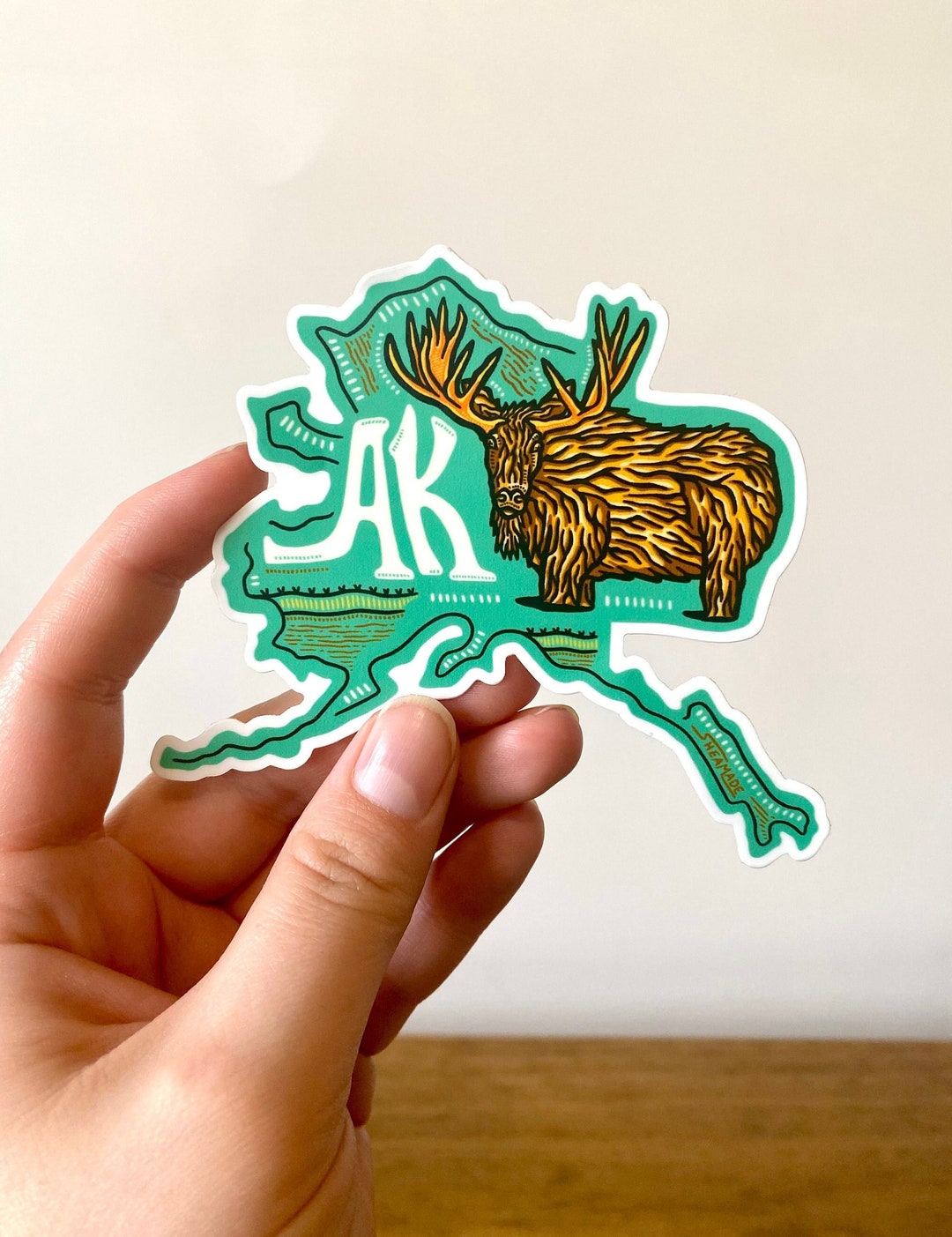 Alaska Sticker | Illustrated AK State Sticker, Alaska Decal, Waterproof ...