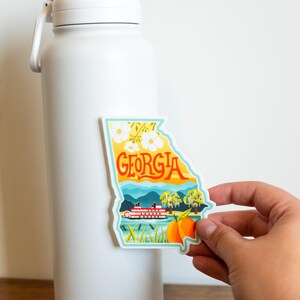 Georgia State Sticker 4" | Durable Waterproof Vinyl Decal, Peach State ...