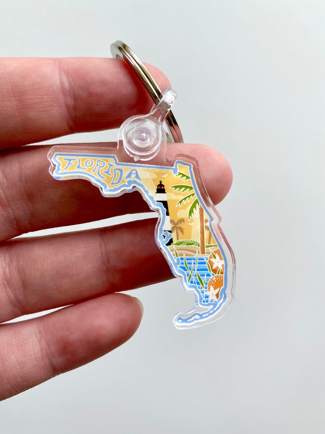 Florida Keychain 1.5" | Illustrated Florida Keychain, FL Souvenir, FL ...