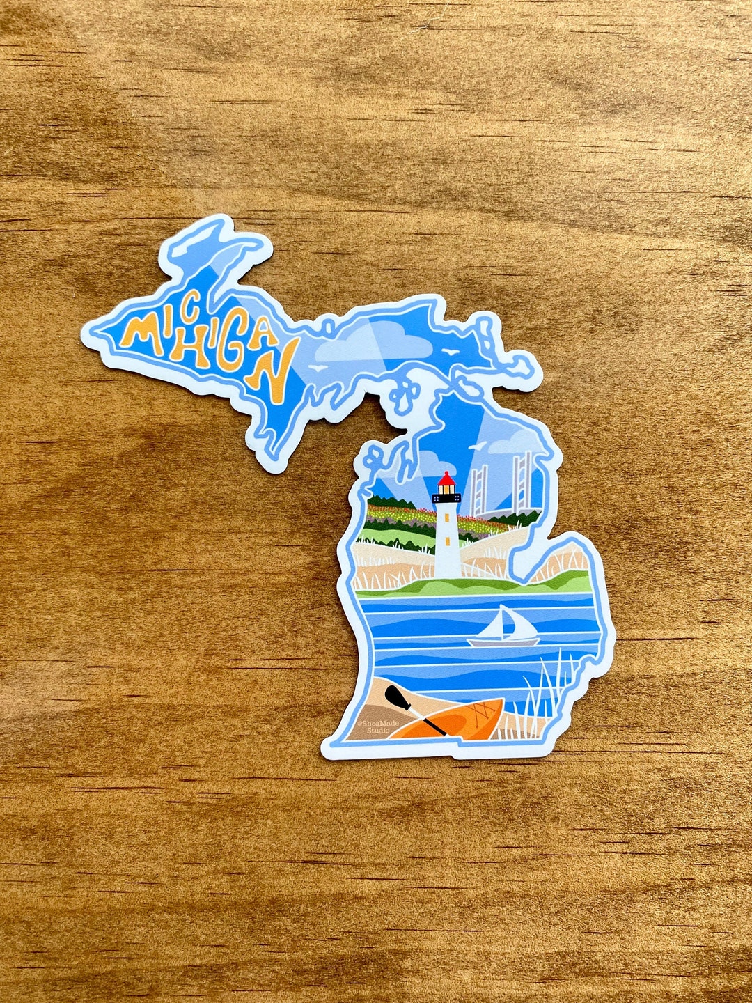 Michigan Magnet 4" | Illustrated Michigan State Magnet, Fridge Magnet ...