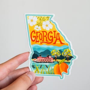 Georgia State Sticker 4" | Durable Waterproof Vinyl Decal, Peach State ...