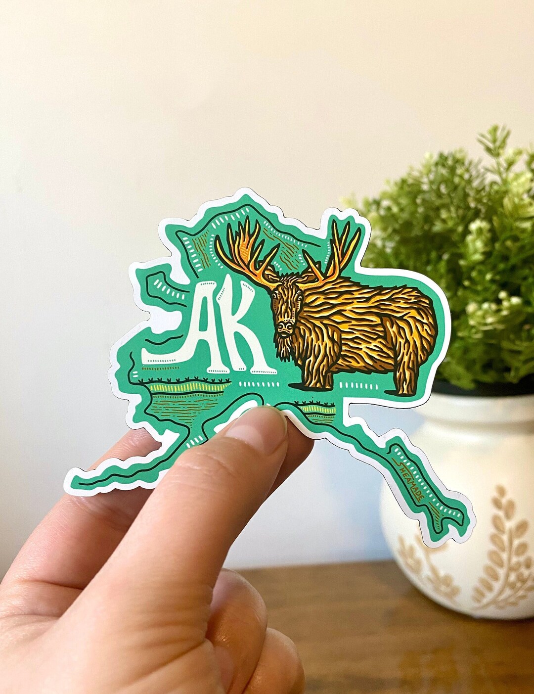 Alaska Magnet 4" | Illustrated Alaska State Magnet, Fridge Magnet ...