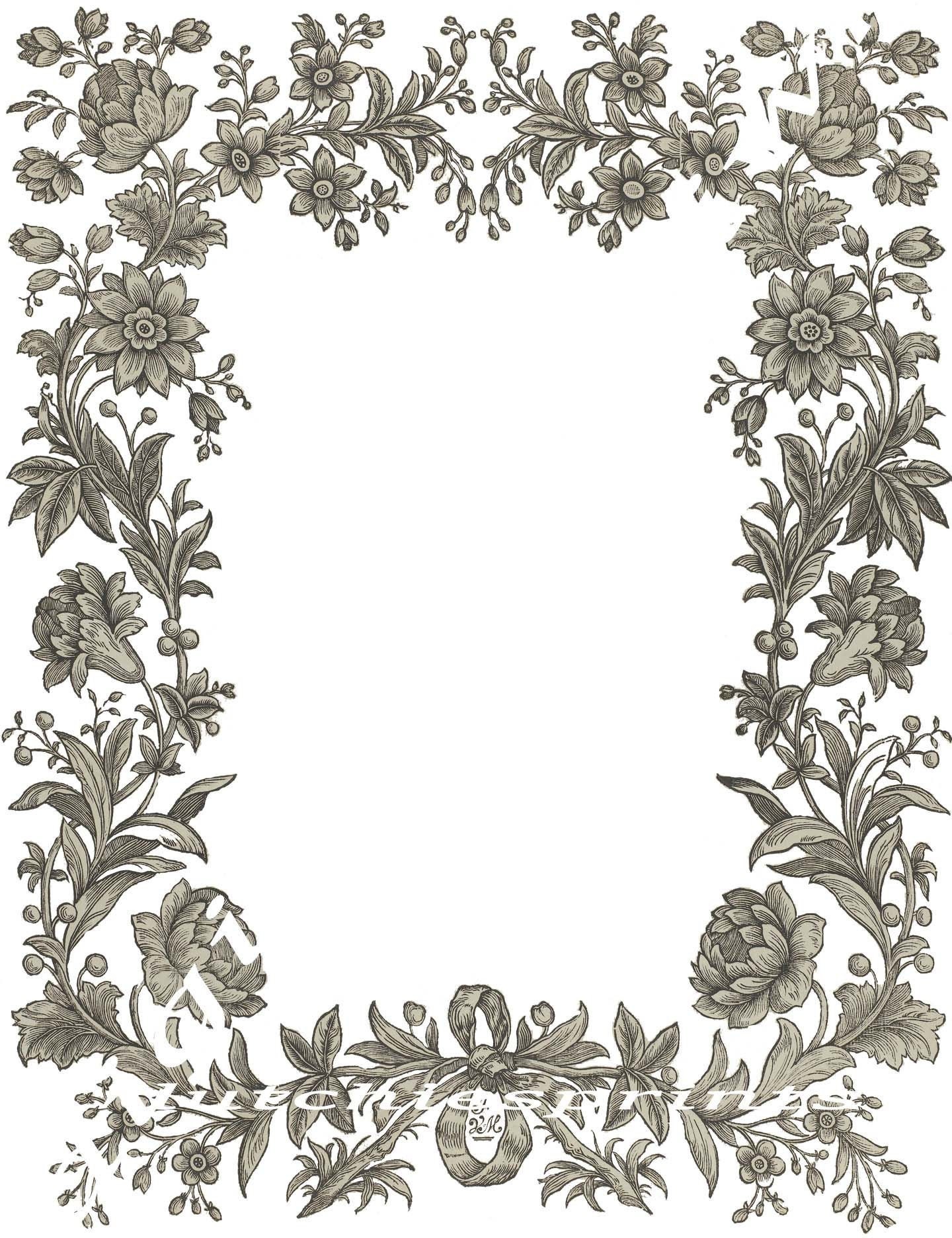 Romantic Downloadable Frame, Floral, Clipart, Scrap Book, Notes, Window ...