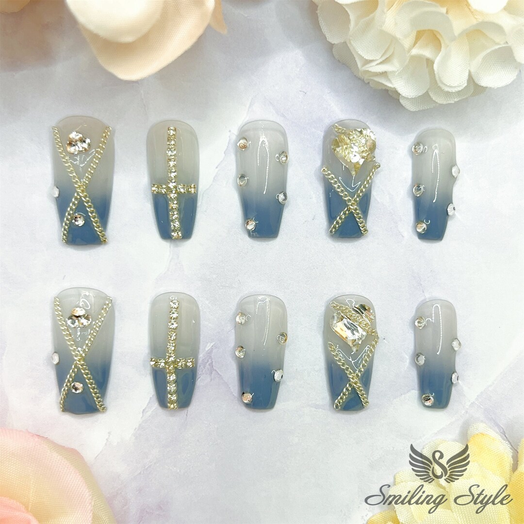 Black Knight Gradient Press on Nails by SMILINGSTYLE Luxury Fake Nails ...