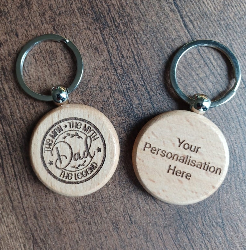 Fathers Day Personalised Wooden Keyring - Choose Your Design ...