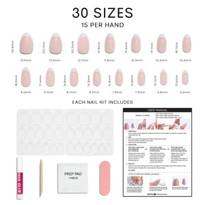 30pcs Natural Looking Press on Nails • Almond Short French Tip Natural ...