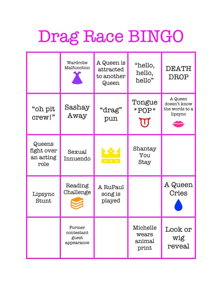 Printable Customizable Drag Race Bingo 5 Pack - Etsy