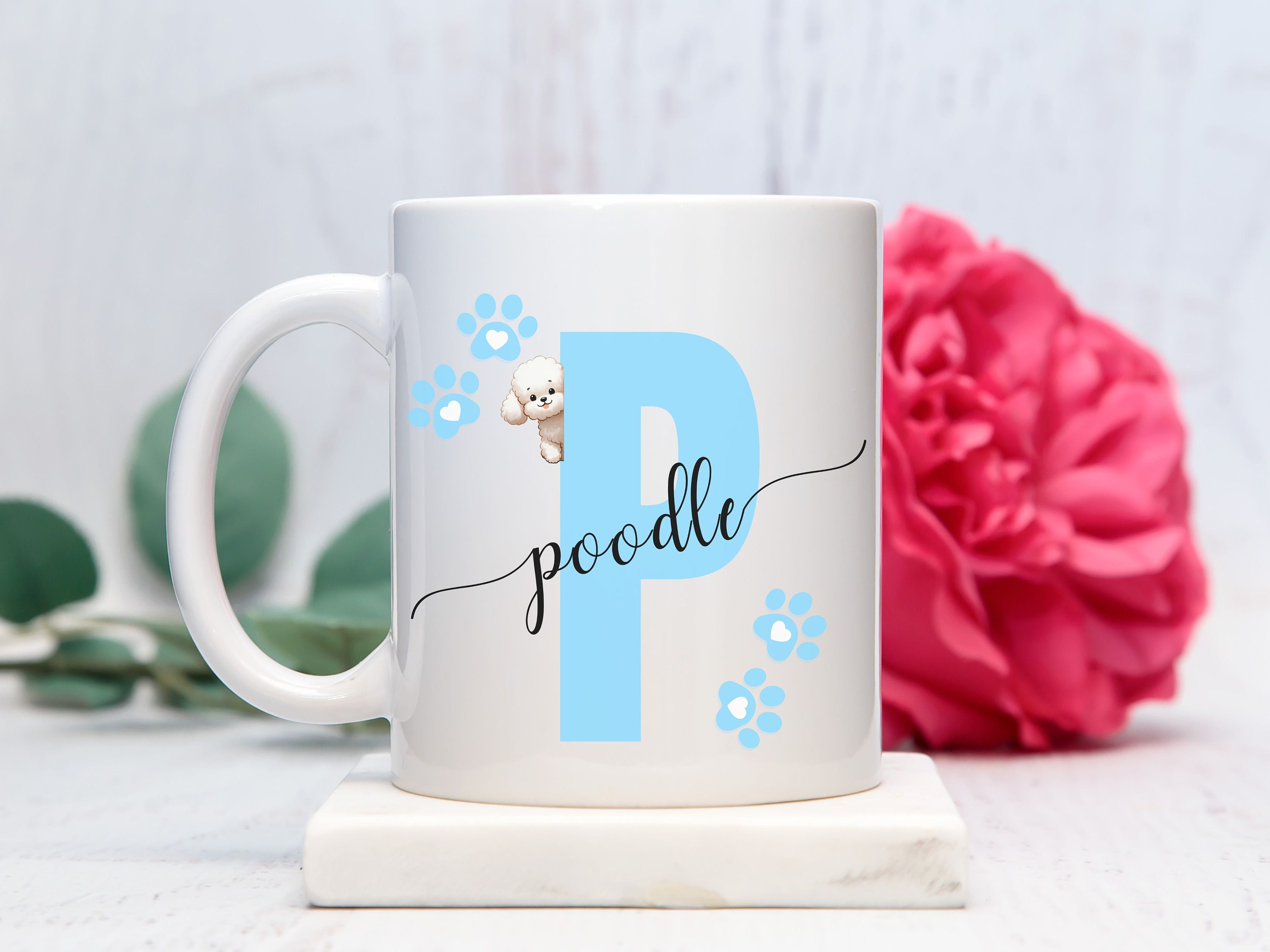Poodle Mug, Peeking Poodle, Toy Poodle, Lover, Pretty Cursive Mug, Paw ...