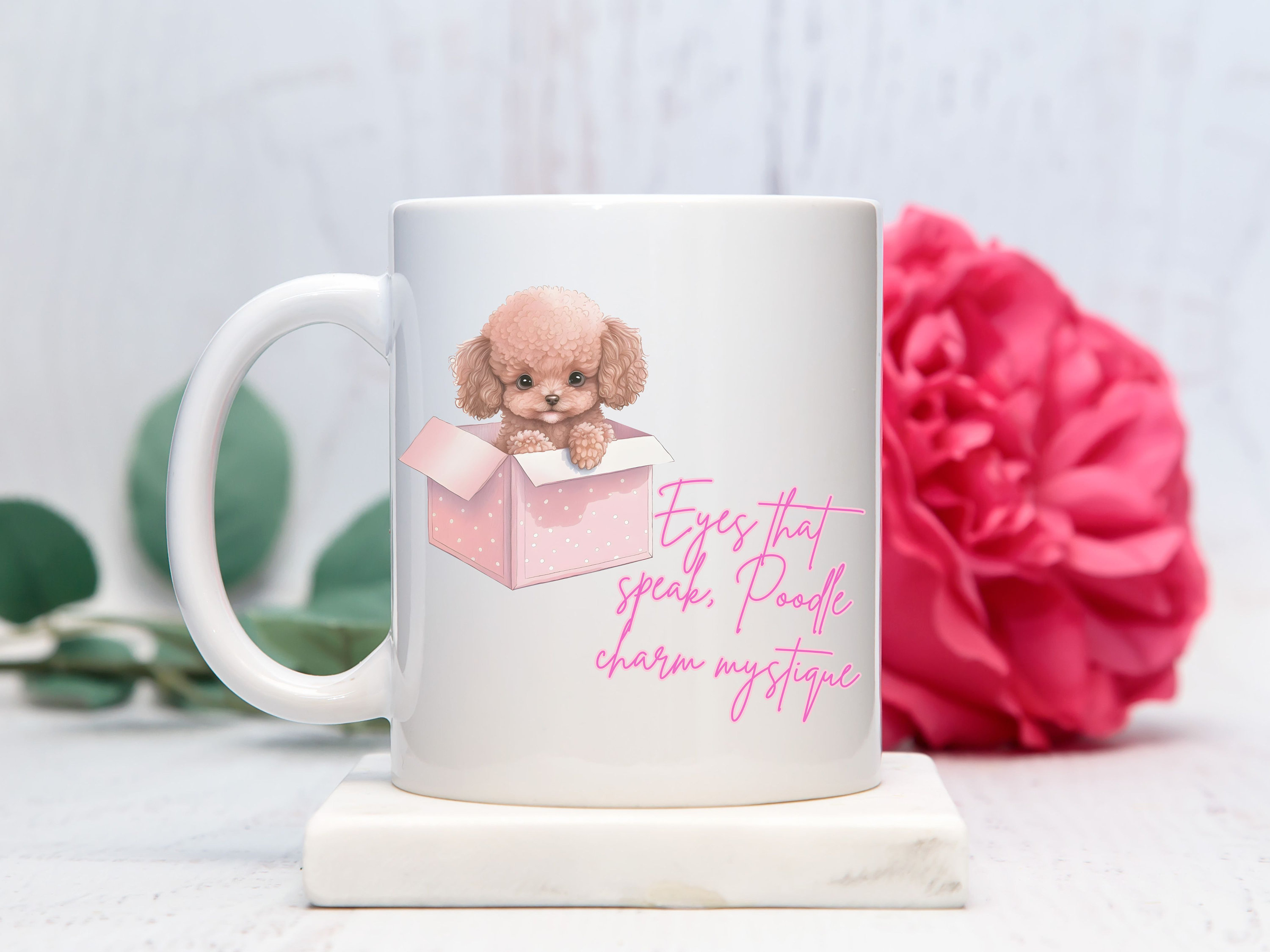 Poodle Mug, Cute Poodle Mug, Pretty Cursive, Cute Dog, Pretty Pink ...