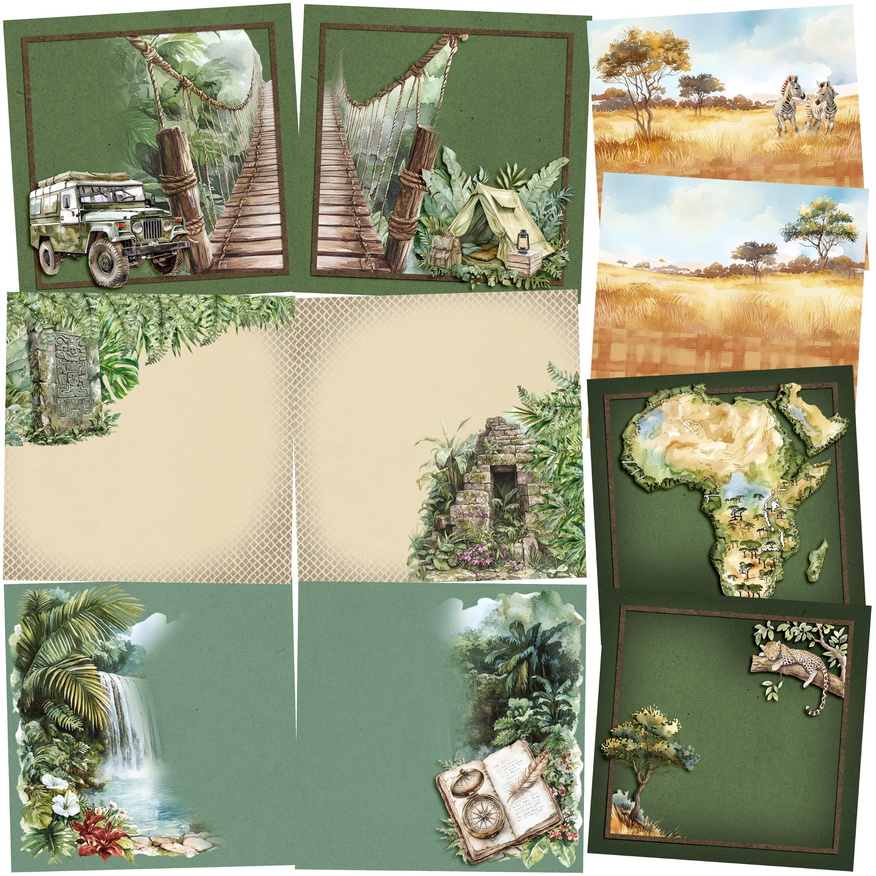 Jungle Safari - EZ Background Pages Digital Scrapbooking - Canva - Etsy