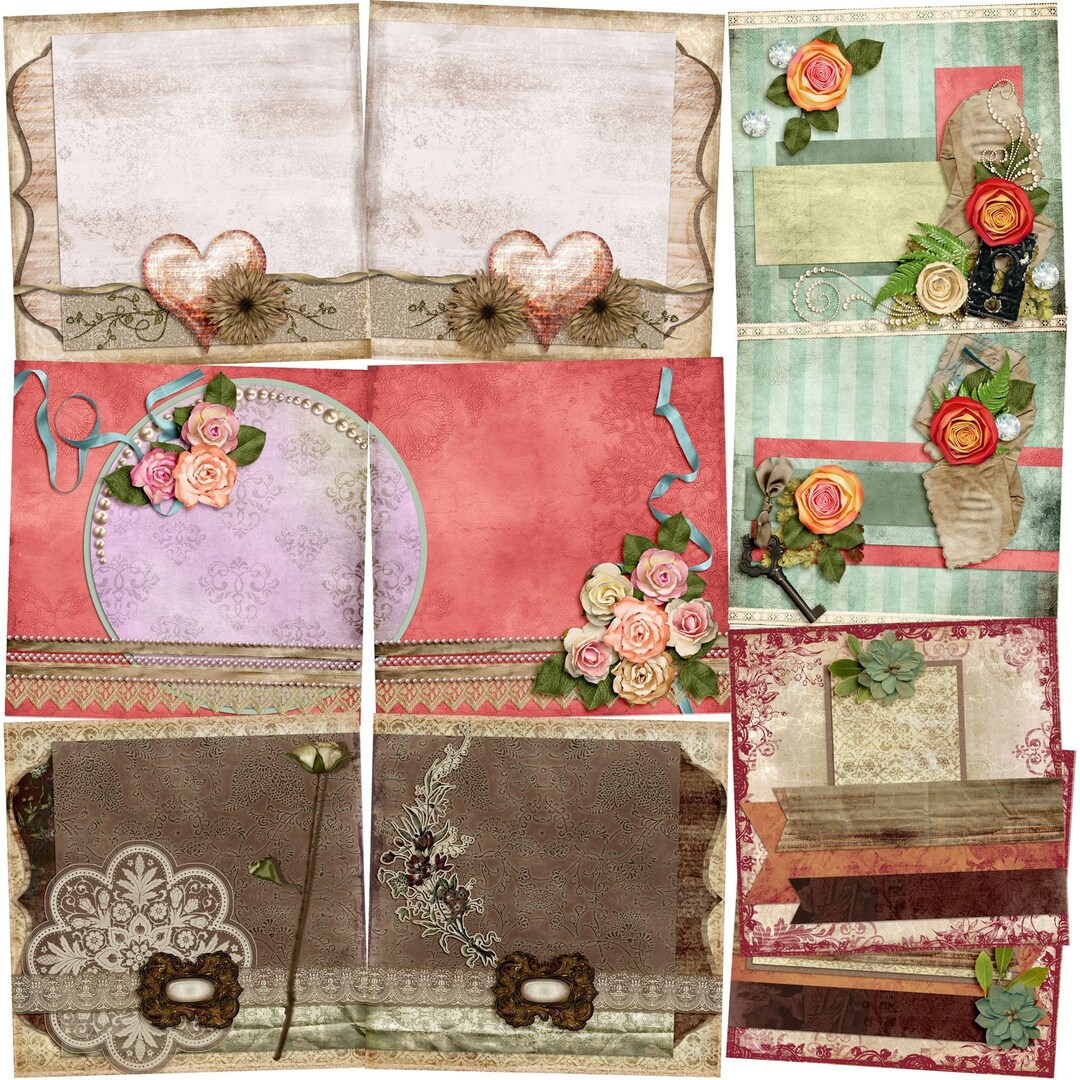 Vintage - Digital Scrapbook - EZ Background Pages - Canva - Etsy