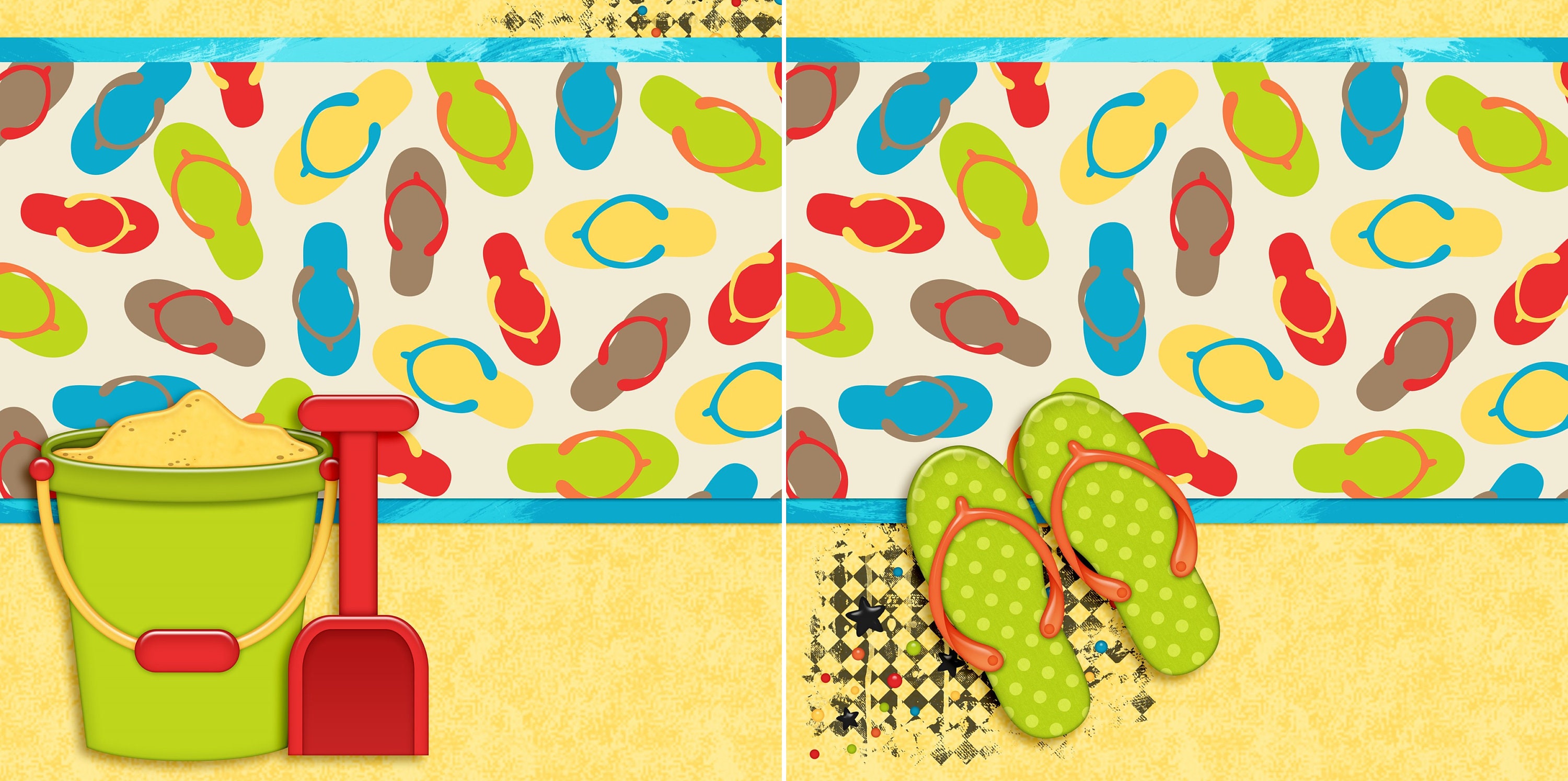 A Day at the Beach - EZ Background Page Bundle - Digital Scrapbooking ...