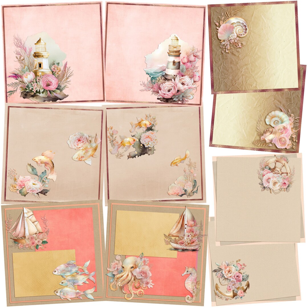 Boho Nautical Voyage - EZ Background Page Bundle - Canva - Etsy