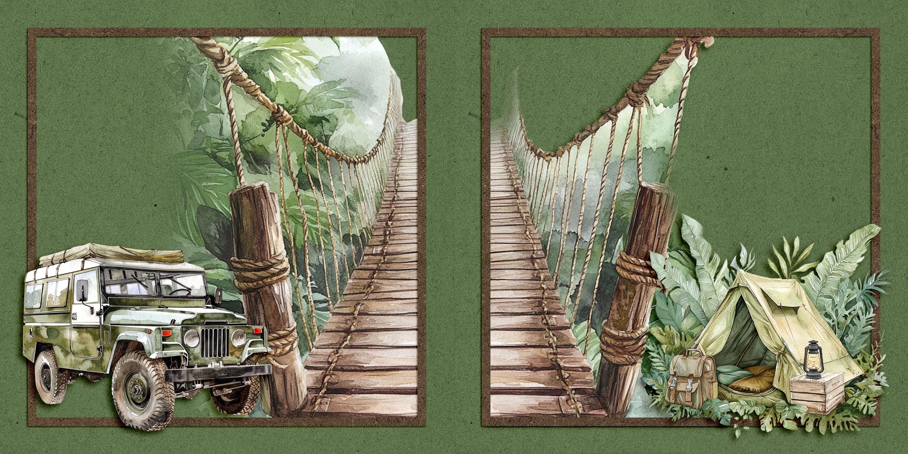 Jungle Safari - EZ Background Pages Digital Scrapbooking - Canva - Etsy