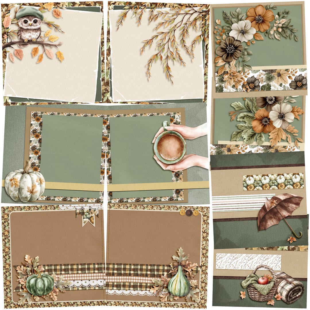 Autumn Gallery - EZ Background Page Bundle - Digital Scrapbooking Canva ...