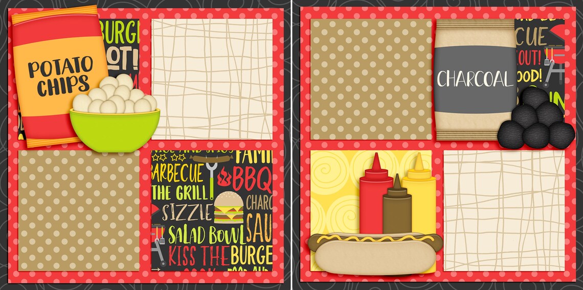 Chillin' & Grillin' - Digital Scrapbook - EZ Background Page Bundle ...