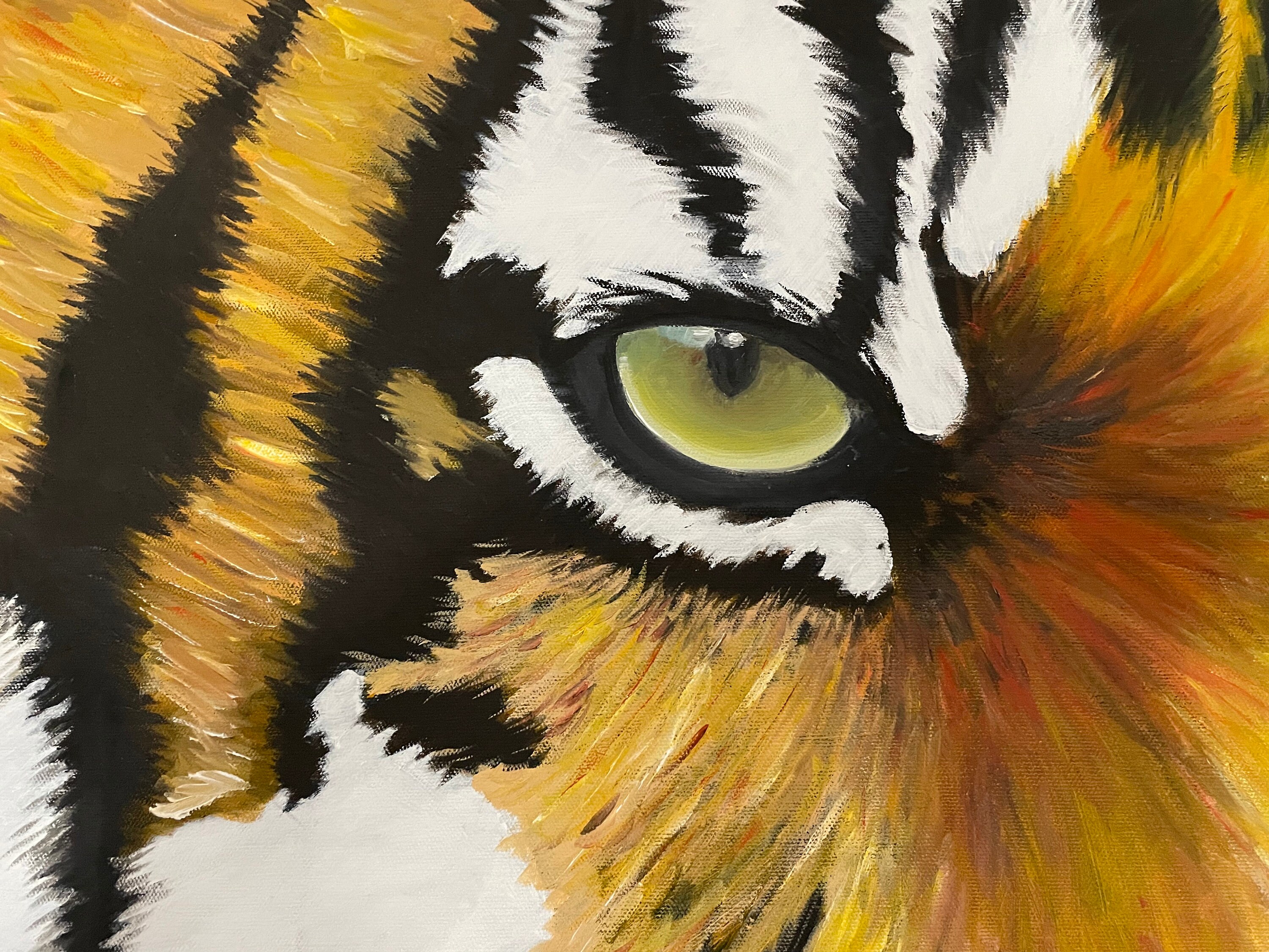 Handmade and Framed Tiger Figure Painting With Oil Paints for Your ...