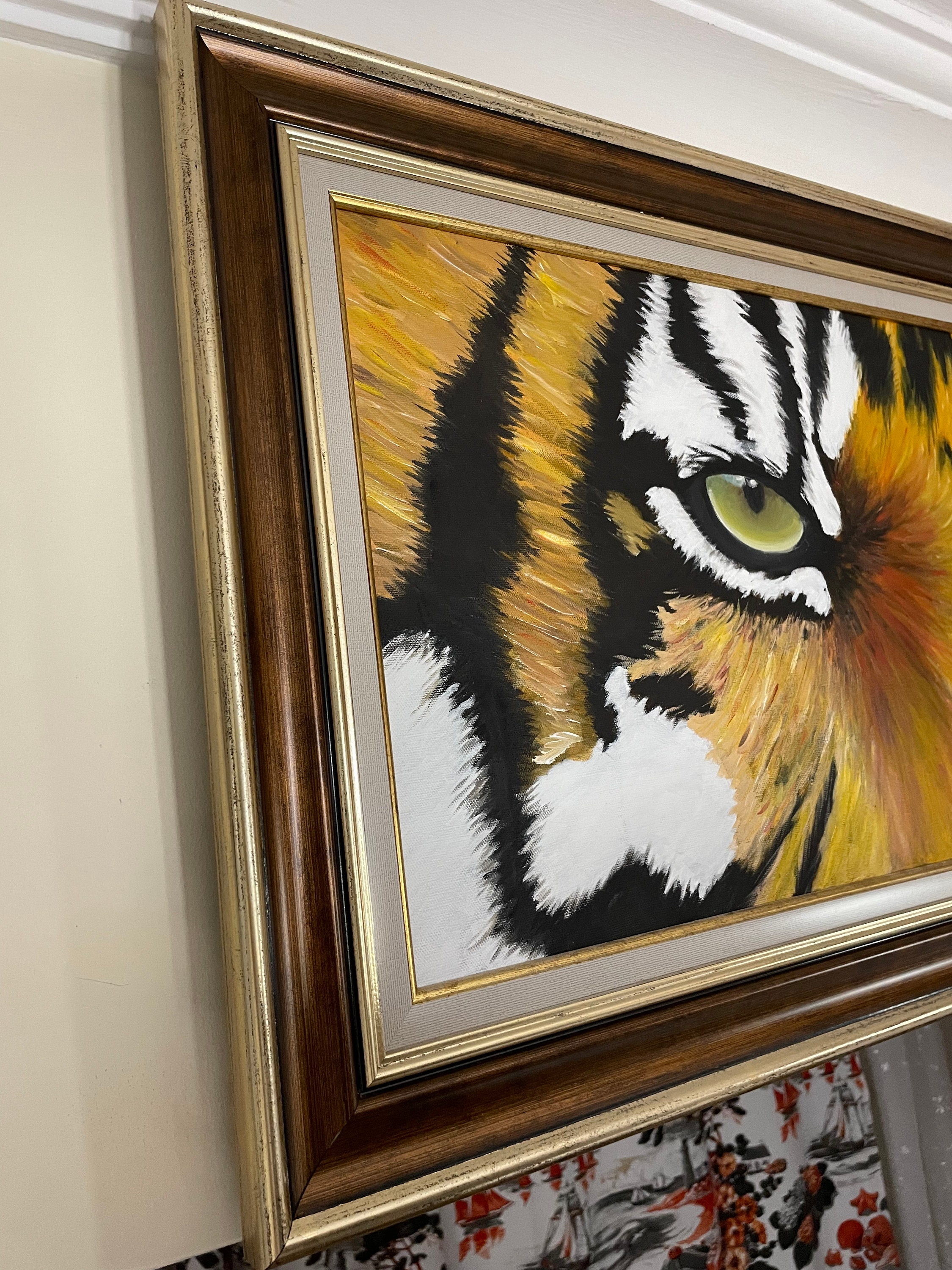 Handmade and Framed Tiger Figure Painting With Oil Paints for Your ...