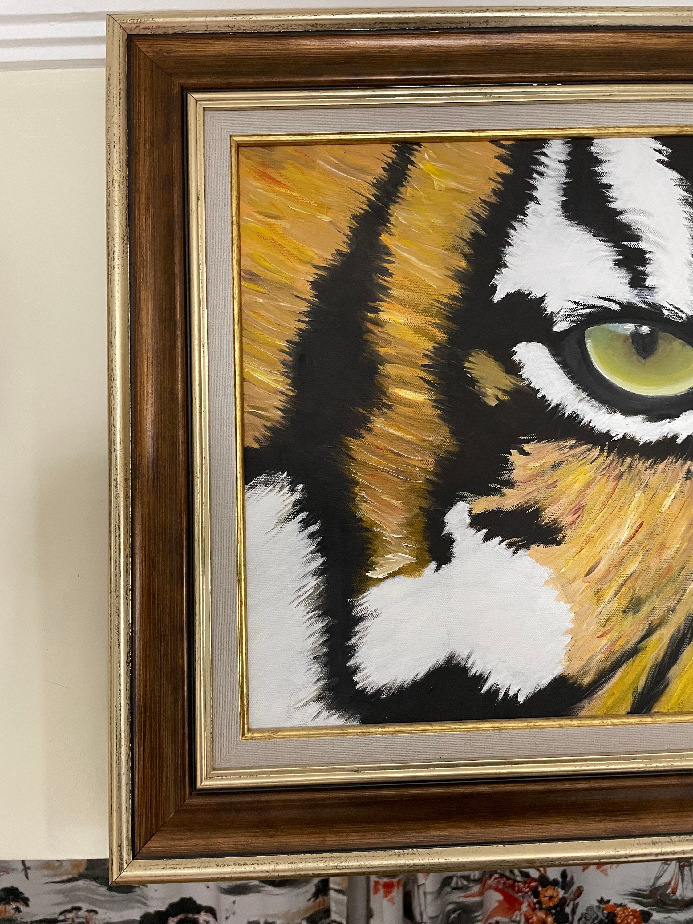 Handmade and Framed Tiger Figure Painting With Oil Paints for Your ...