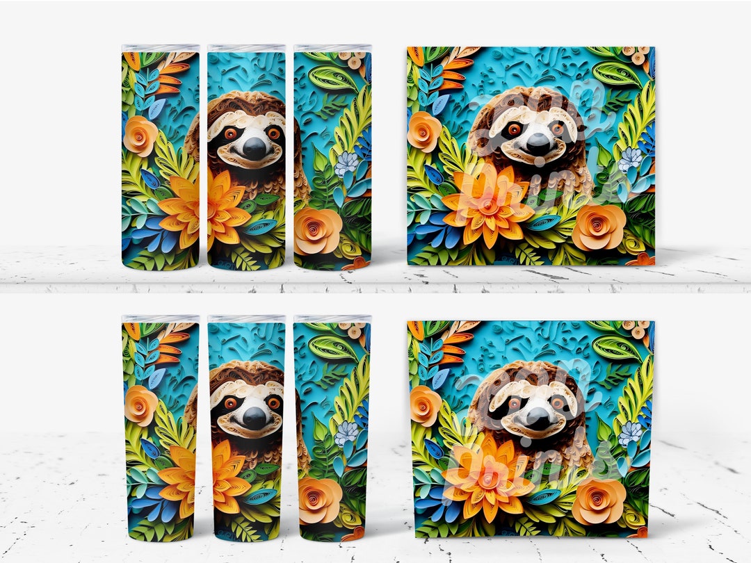 Unique Quilled Sloth Tumbler Wrap: Ideal for Straight and Tapered 20 Oz ...