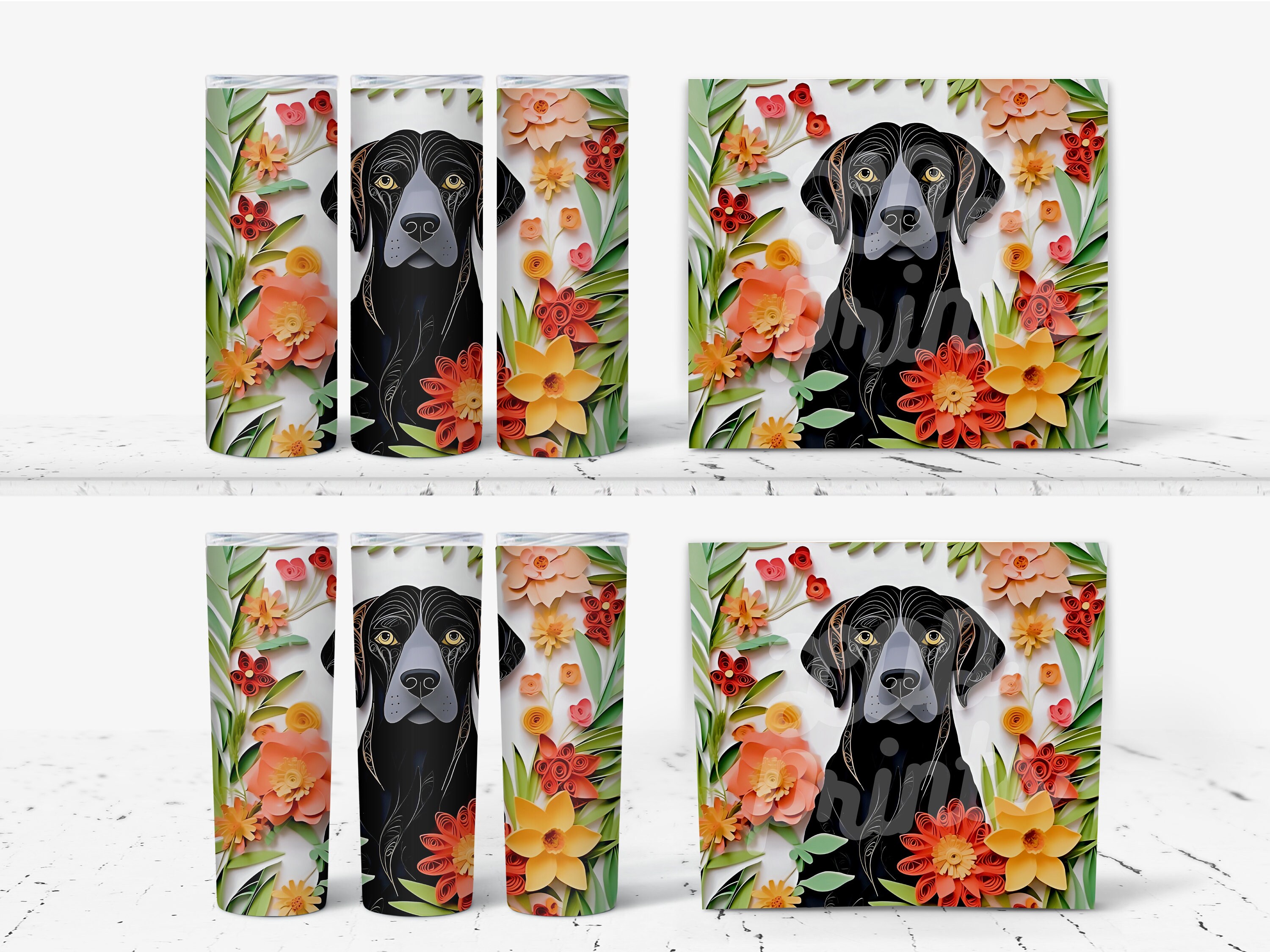 Quilled Black Labrador Tumbler Wrap - Elevate Your Sipping Experience ...