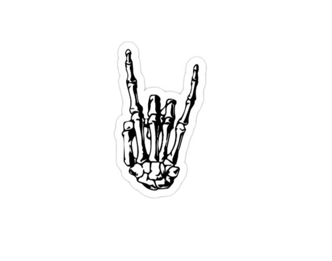 Skeleton Hand Rock-on Vinyl Sticker, Skeleton Hand Devil Horns Sticker ...