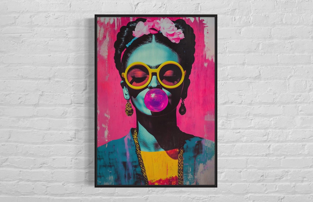 Frida Kahlo Pink Print, Vintage Self Portrait Exhibition, Feminist Wall ...