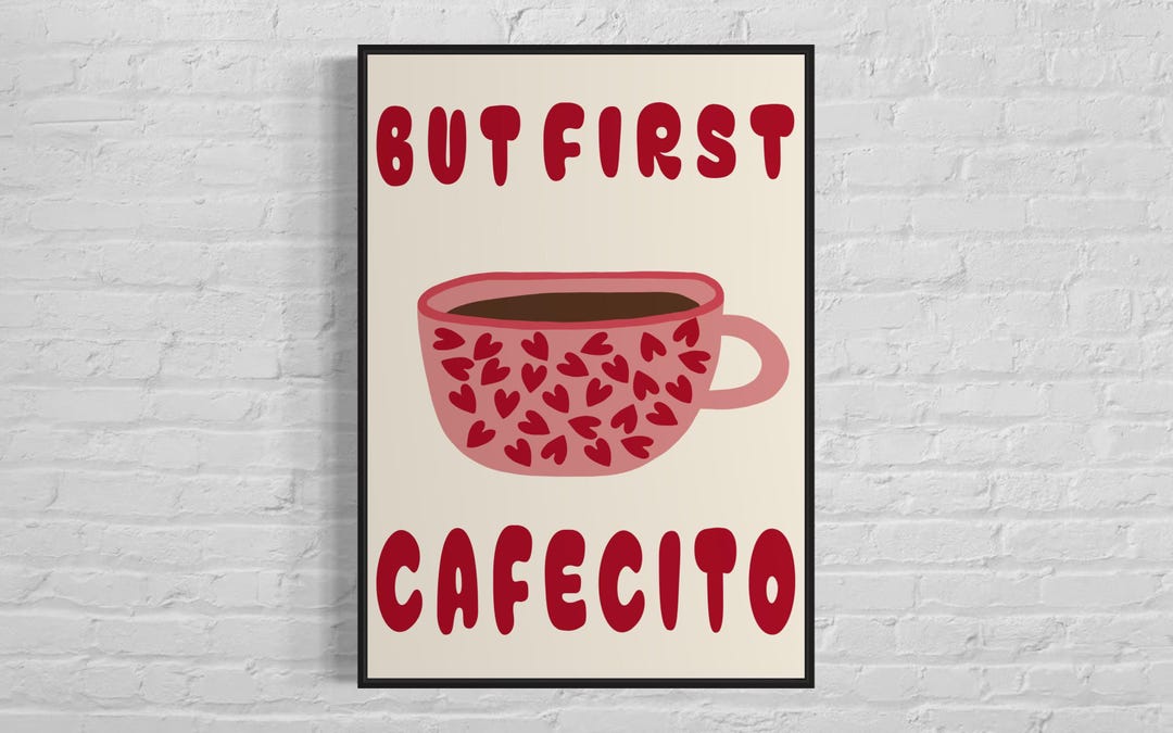 But First Cafecito Poster, Minimalist Coffee Art Print - Etsy