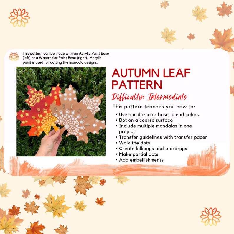 Dot Mandala Powerpoint Paint Pattern Autumn Leaf Design - Etsy