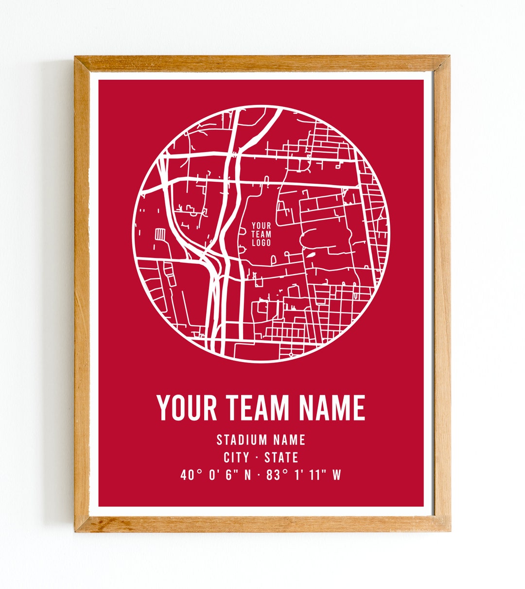 Custom Modern Sports Team Stadium Map Print | Football Stadium Print ...