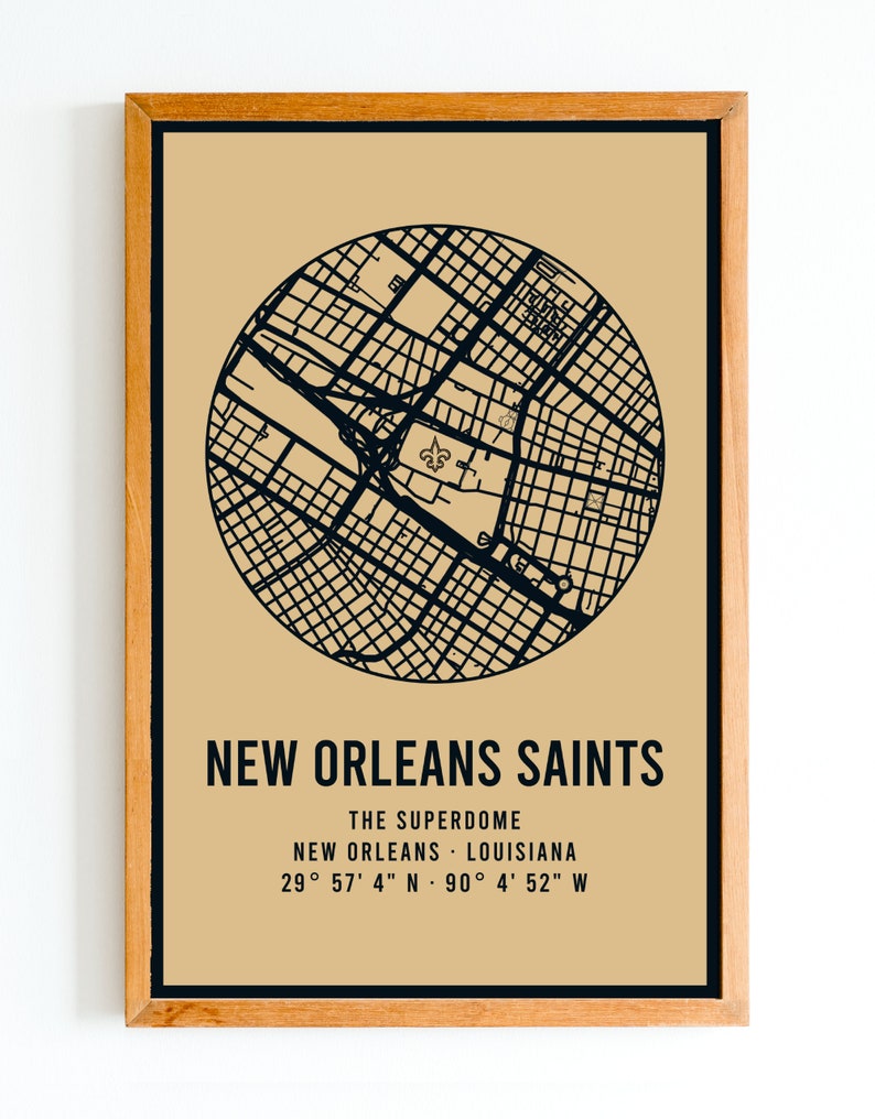 Modern New Orleans Saints Superdome Map Print | NFL Stadium Map | NFL ...