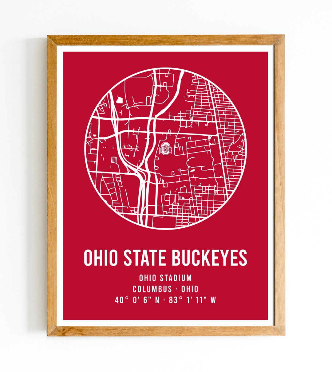 Modern Ohio State Buckeyes Stadium Map Print College Football Stadium ...